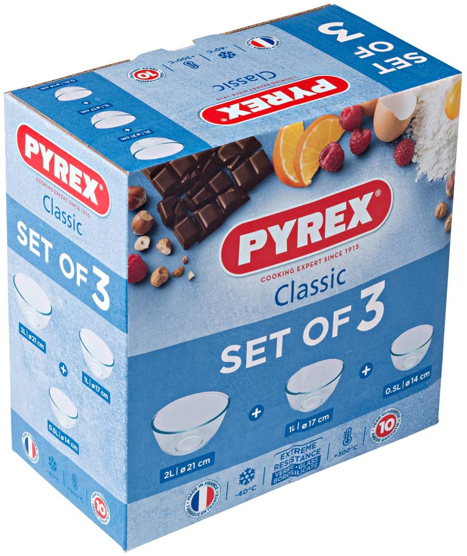 Pyrex Bowl Set, 0.5L/1.0L /2.0L, 3 Piece – BigaMart