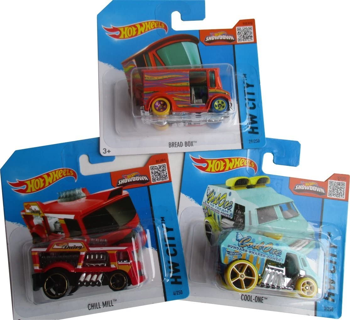 Hot Wheels Special Set of 3 Foodie Vans – Bread Box in Orange, Chill ...