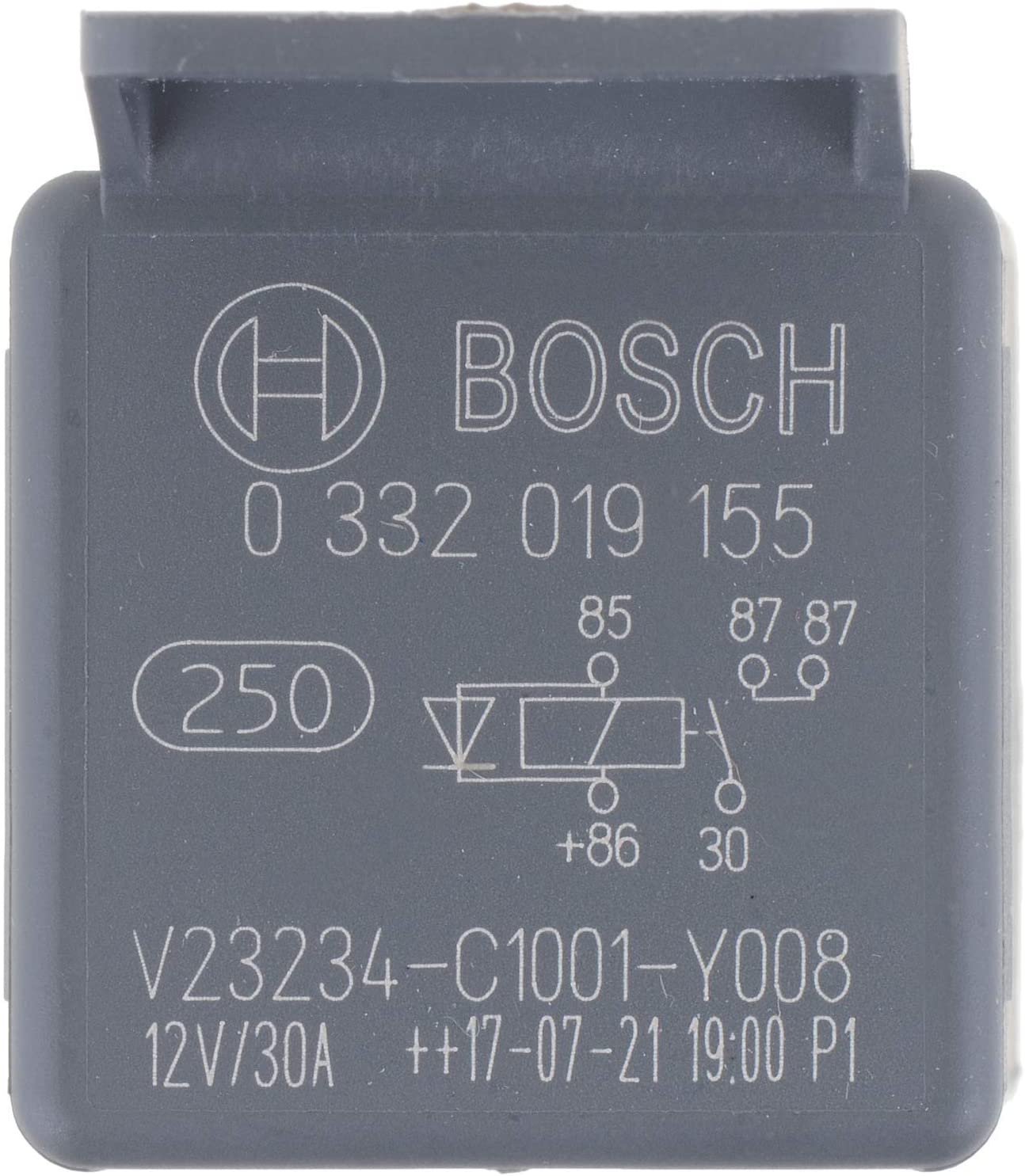 Bosch 0332019155 Mini Relay 12V 30A, 2×87, IP5K4, Operating Temperature from -40 Degree to 100 ...
