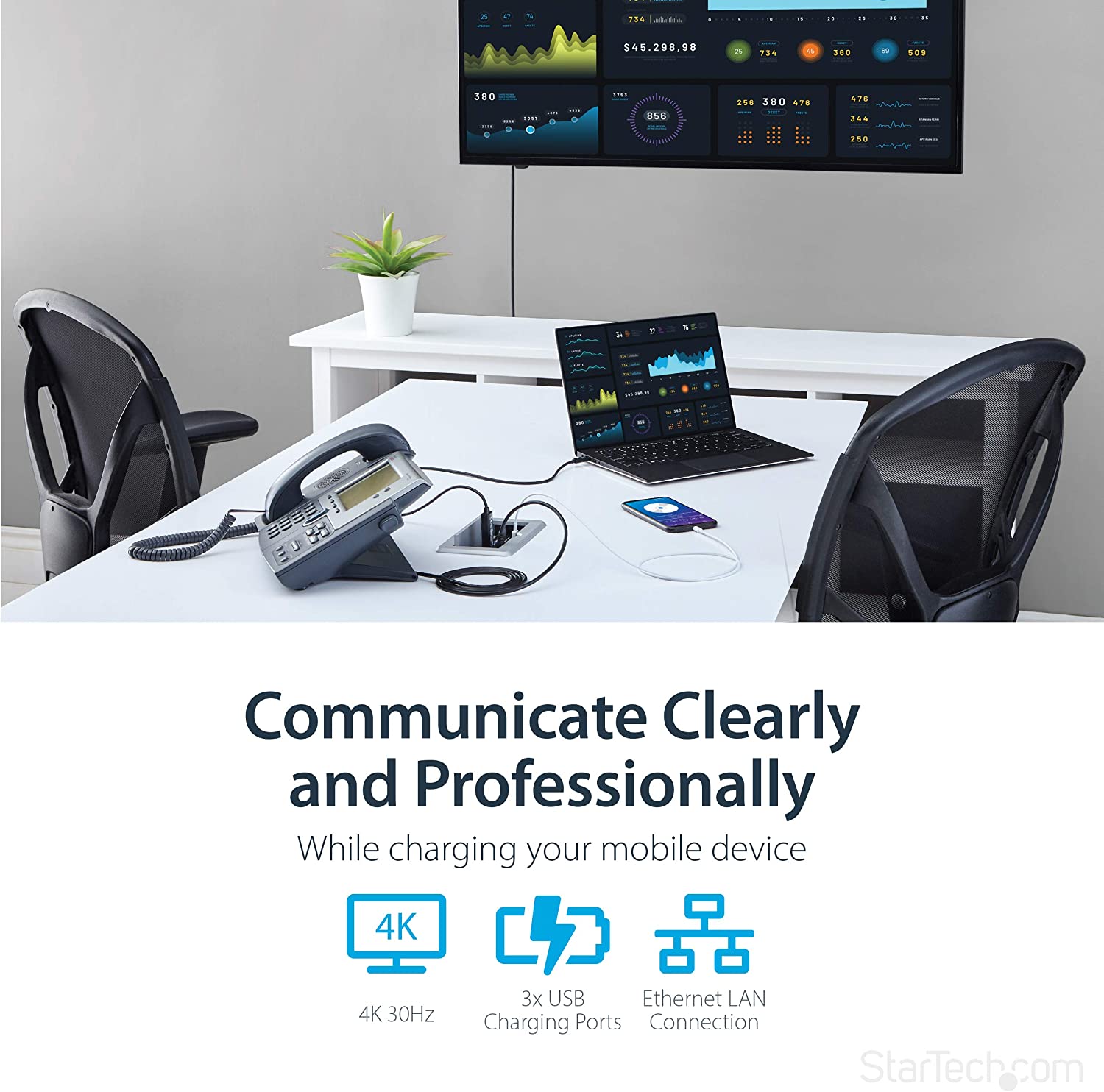 StarTech Conference Table Connectivity Pop up Box with AV and Data ...