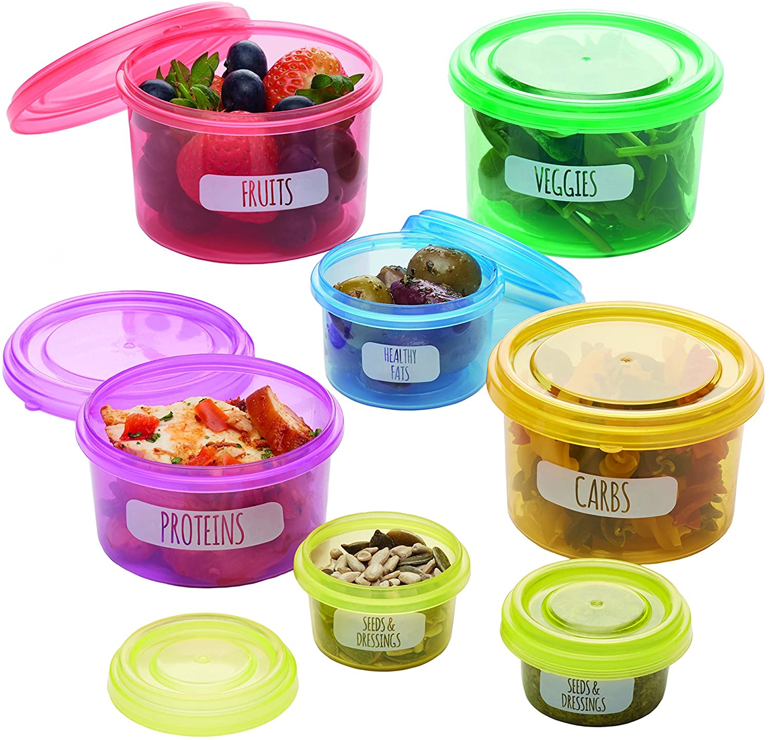 KitchenCraft Healthy Eating Portion Control Pots (Set of 7), Multi ...