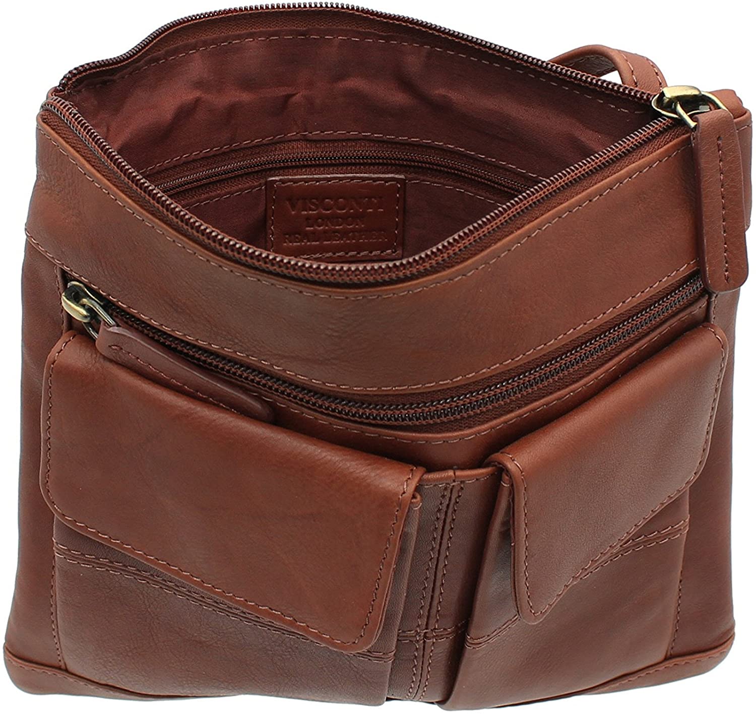 Visconti Leather Handbag Style 18608A – Brown – BigaMart