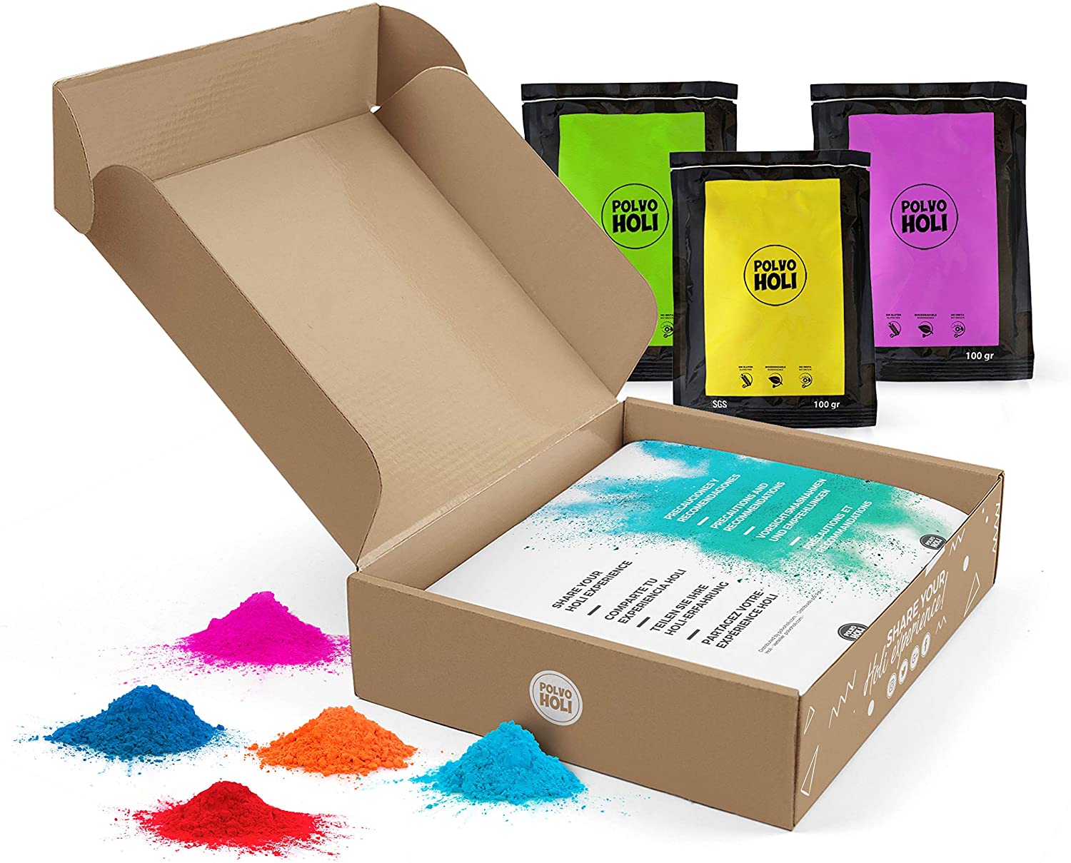 800g Holi Powder Pack – 8 bags of 100 grams – 8 Colors – BigaMart