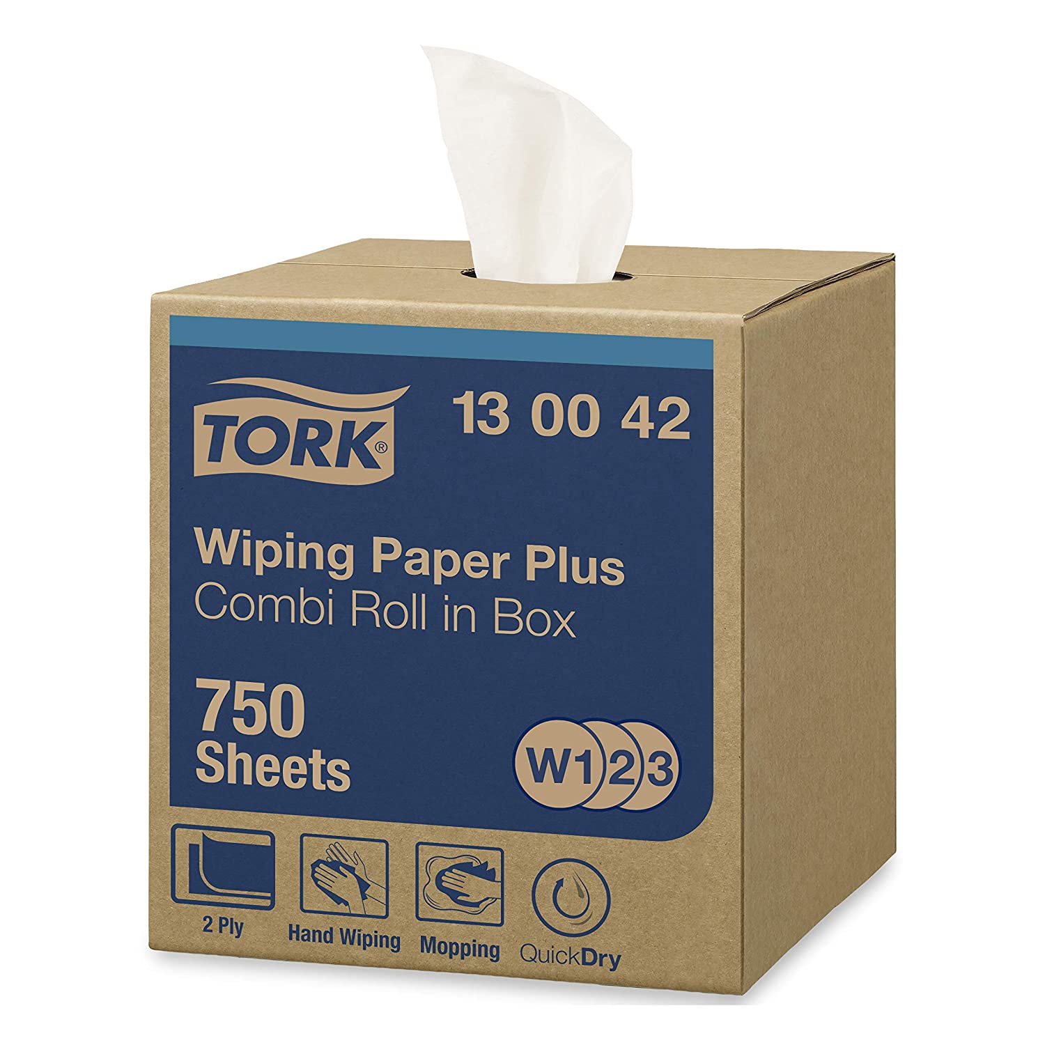 Tork 130042 Wiping Paper Plus / 2 Ply Absorbent Paper Roll for Tork W1 ...