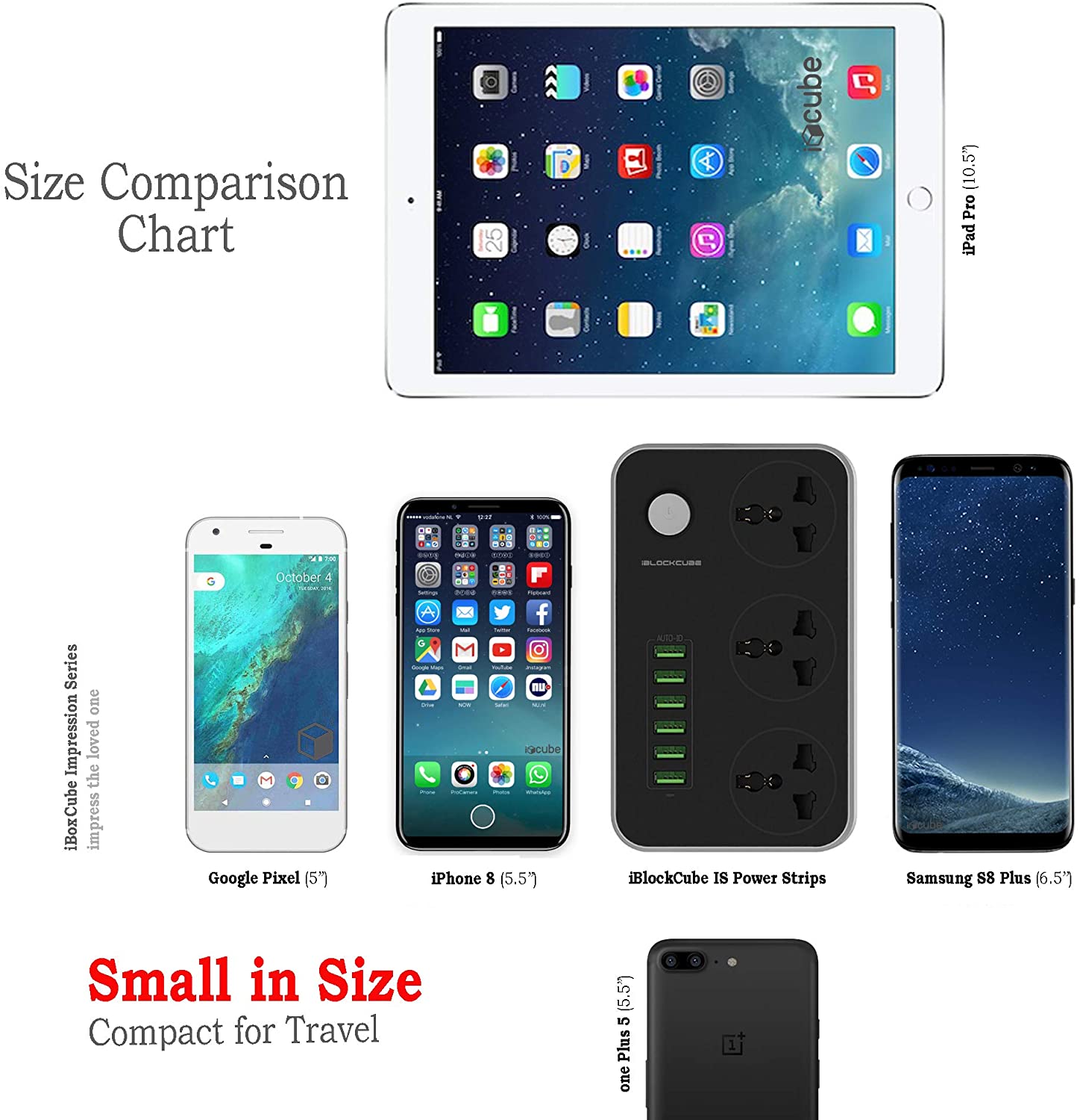 iBlockCube 6 USB Wall Plug Adapter, Power Strips Extension Lead ...