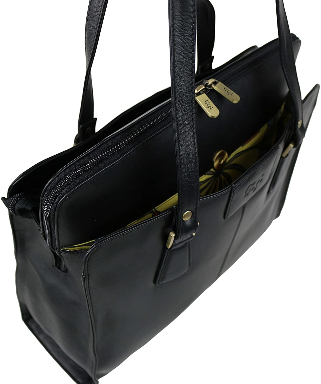 Ladies Black LEATHER Grab Work Bag Handbag by GiGi Shoulder 70’s ...