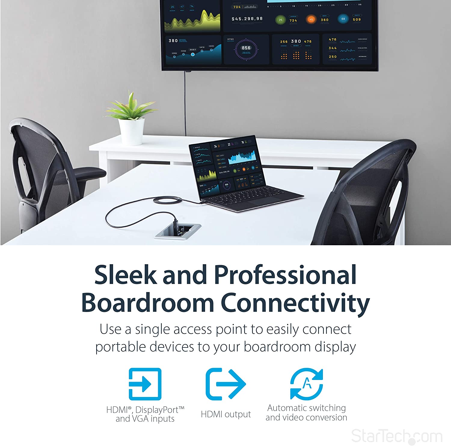 StarTech Conference Table Connectivity Pop up Box with AV and Data ...