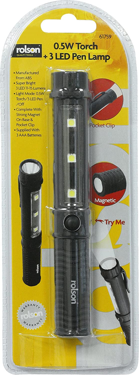 Rolson 61759 Three LED and 0.5 W Pen Torch – BigaMart
