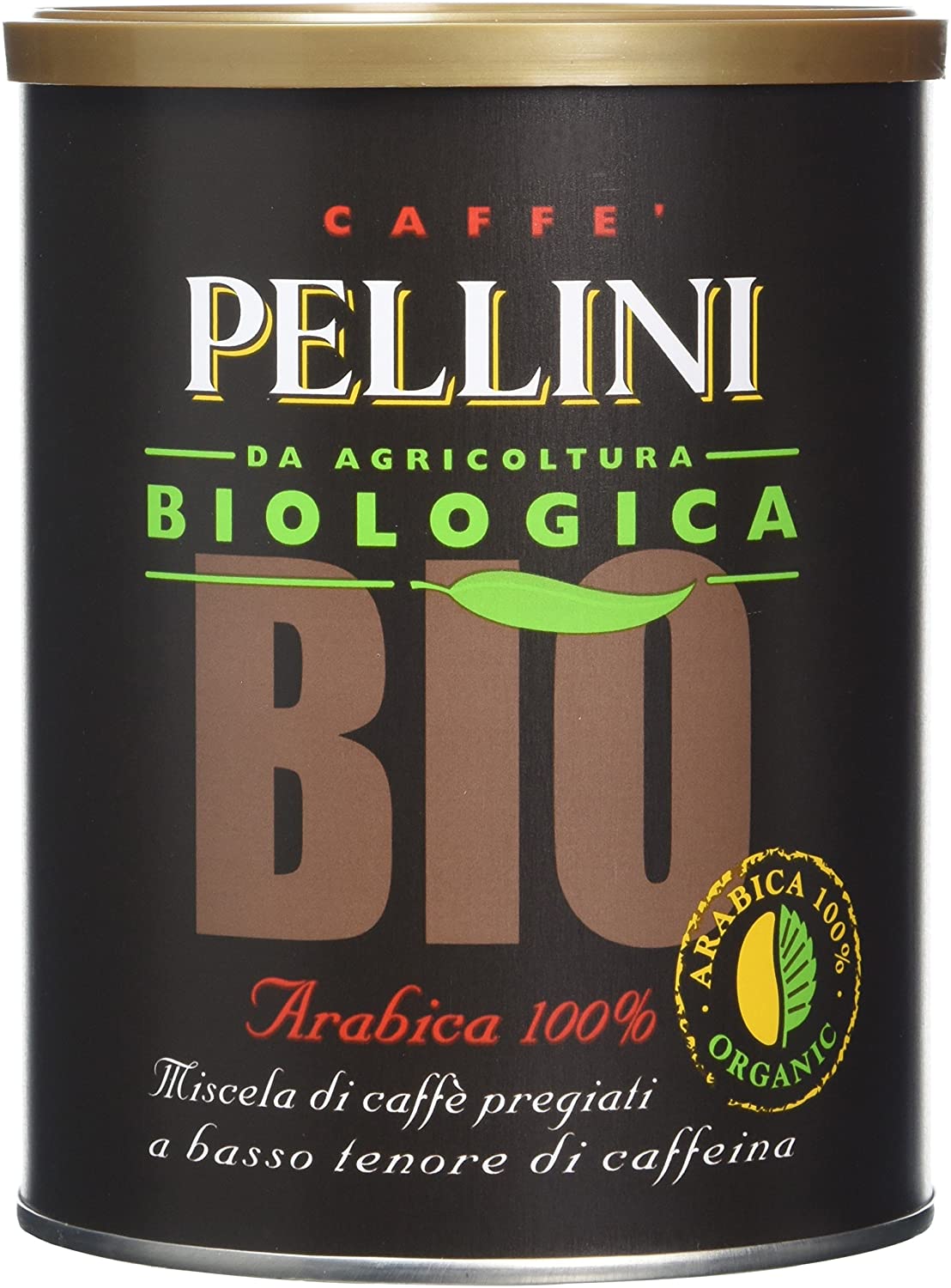 Pellini Bio Organic Arabica 100% Ground Coffee Tin 250 g (Pack of 2 ...