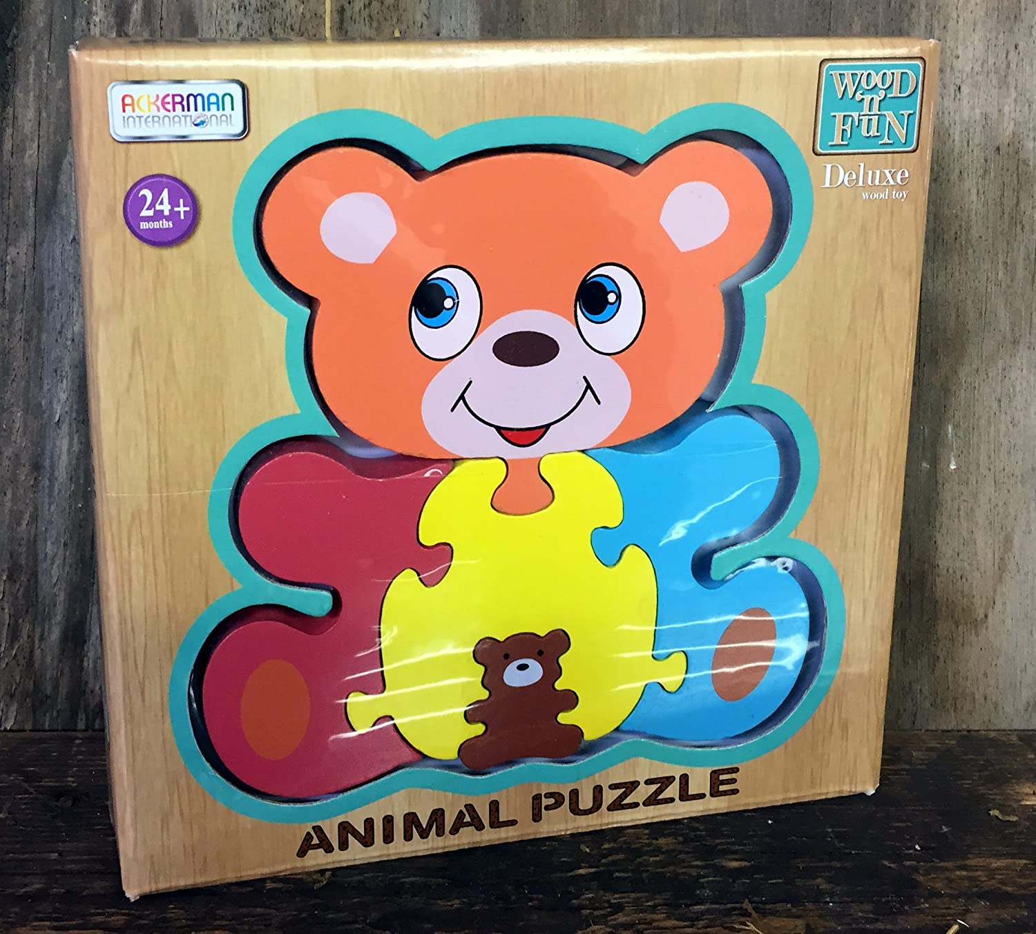Ackerman Teddy Bear Animal Puzzle Deluxe Wood Traditional Toy Age 3 ...