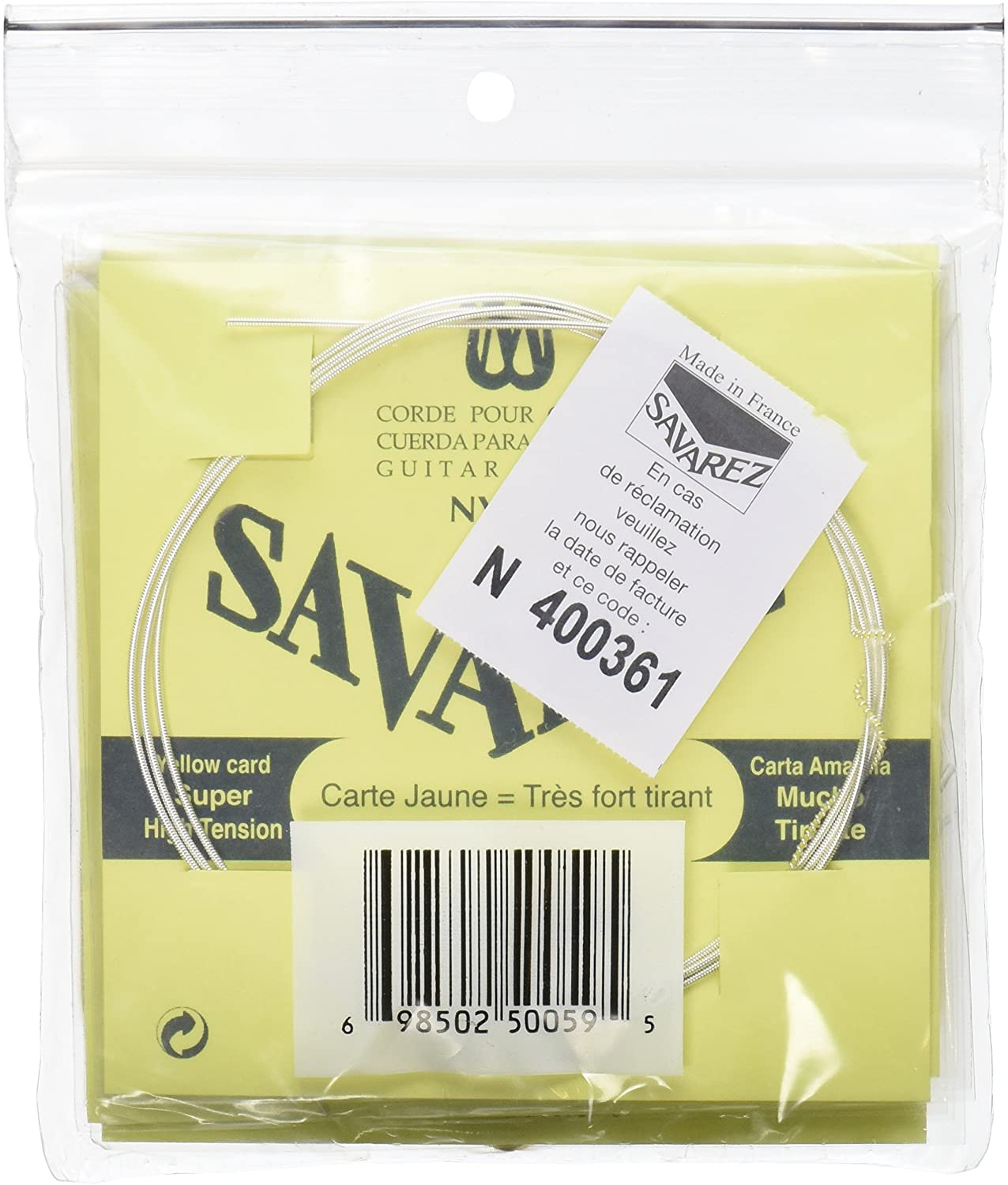 Savarez 520J Traditional Classical Guitar Strings, Very High Tension ...