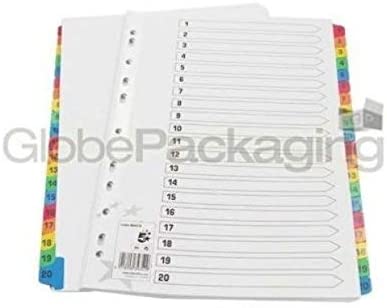 2 x Set of A4 File Dividers Numbered 1-20 Plastic Tabs – BigaMart
