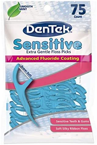 DenTek Sensitive Soft Ribbon Floss Picks, 75 Pack – Gentle on Teeth and ...