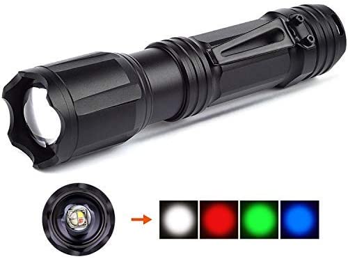 LED Torch with Red Green White Blue Light, BESTSUN 4 Colors in 1 ...