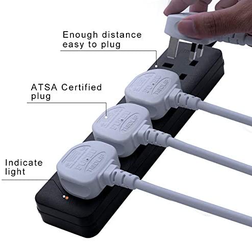 LIPWEL Extension Lead Plug Extension Cord Black Power Strip 4 Way ...