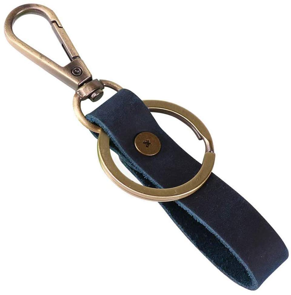 Leather Keychain, ICEBLUEOR Retro Vintage Leather Valet Key Chain Key ...