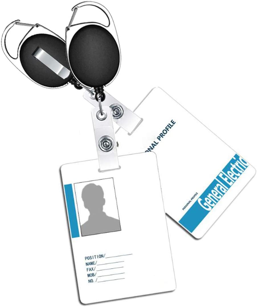 6 Pcs Badge Tether with Clips Retractable Badge Reel Clip Pass Card ...