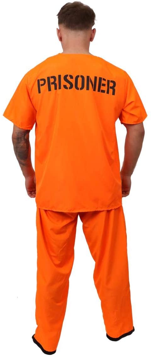 ADULTS UNISEX ORANGE CONVICT PRISONER COSTUME. CONVICT, PRISONER, COPS ...
