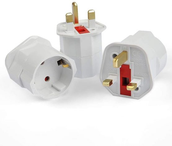 [ 3 Pack ] Schuko Style Socket European 2-Pin to UK 3-Pin AC Mains ...