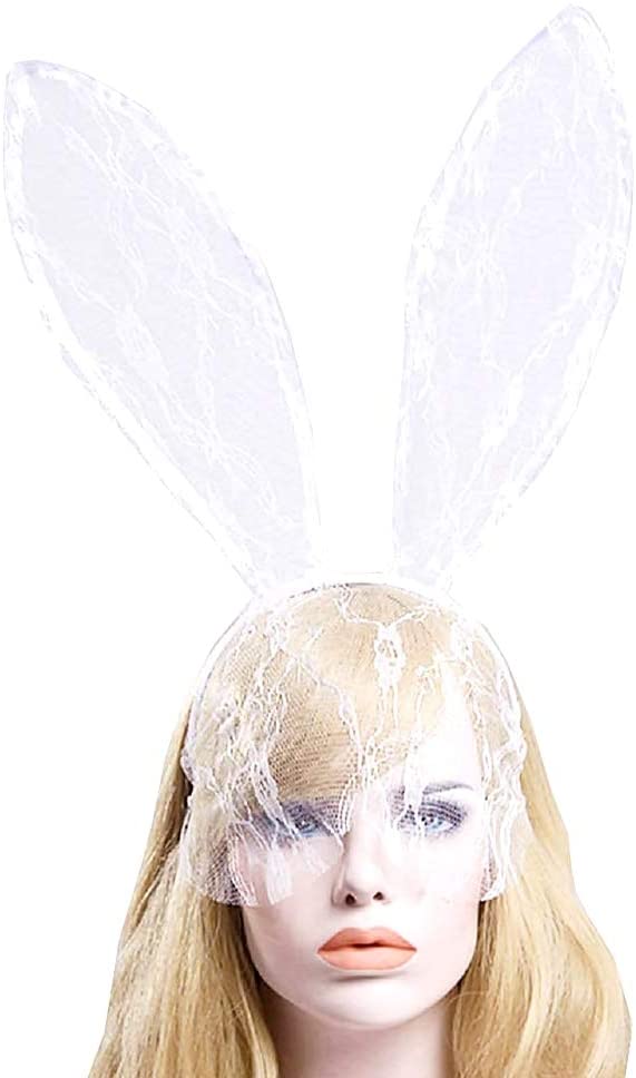KIRALOVE White – hair band – rabbit ears – with tissue – lace – woman ...