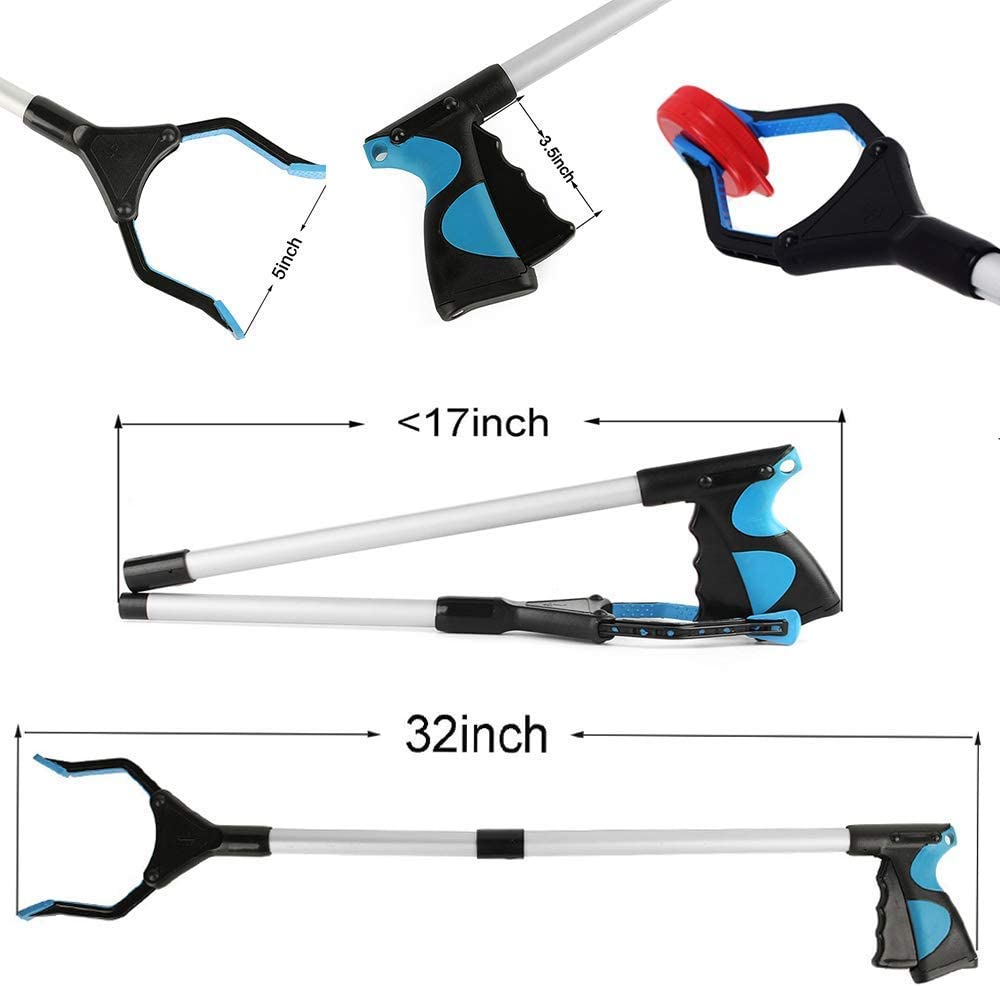 Litter Picker, 32″ Foldable Long Arm Mechanical Grabber Reacher Grab ...