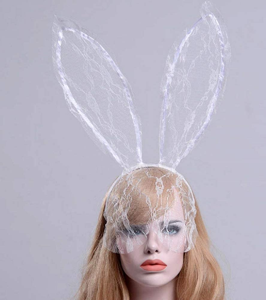 KIRALOVE White – hair band – rabbit ears – with tissue – lace – woman ...