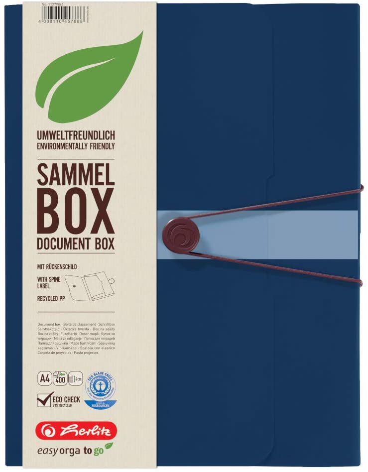 Herlitz A4 Recycling Paper Document Box – Dark Blue – BigaMart