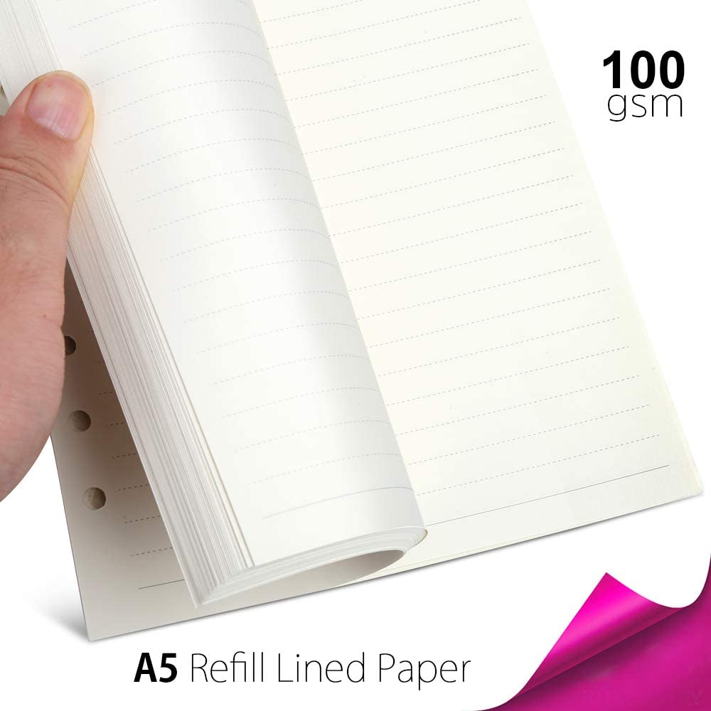 FANDAMEI A5 6-Hole Refillable Notebook Accessories Set – 2 Pack Lined ...