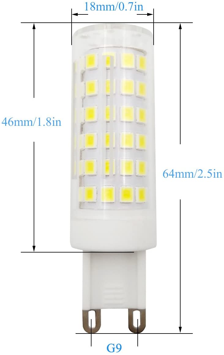 G9 Dimmable LED Bulb 9W Equivalent 80W Halogen Bulb Cool White 6500K ...