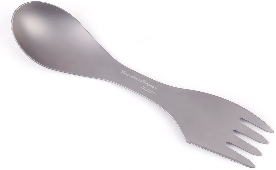 iBasingo 3 in 1 Titanium Spoon Fork Knife Outdoor Multifunctional ...