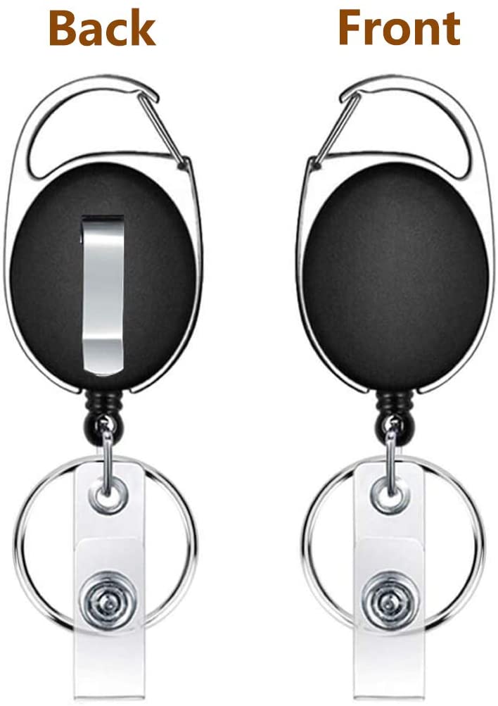 6 Pcs Badge Tether with Clips Retractable Badge Reel Clip Pass Card ...