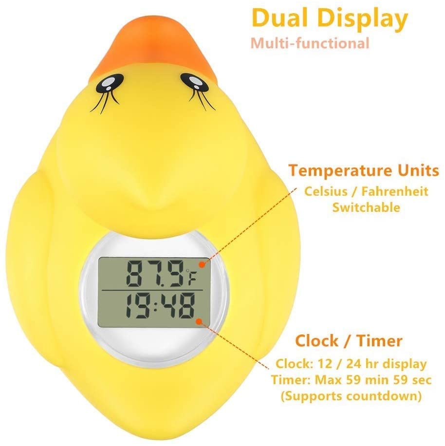 JAOK Baby Bath Thermometers, Safety Rubber Duck Bath Water Temperature ...