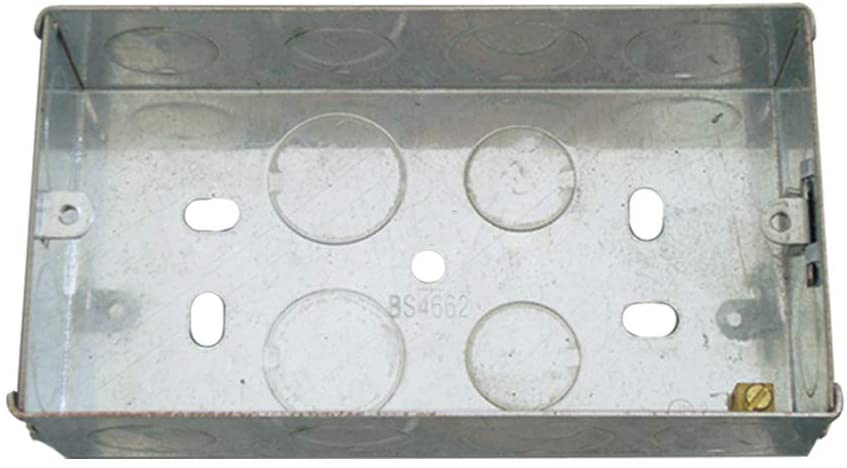 2 Gang 25mm Metal Back Box with Knock Outs and Earth Terminal – BigaMart
