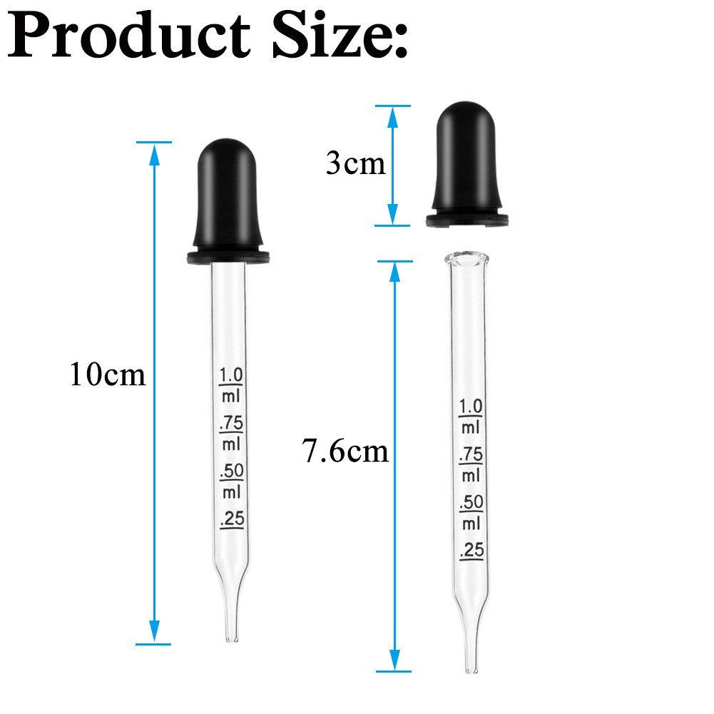 Calibrated Glass Dropper 1ml Essential Oils Pipette Dropper With Black Calibrated Glass Dropper 1ml Essential Oils Pipette Dropper With Black