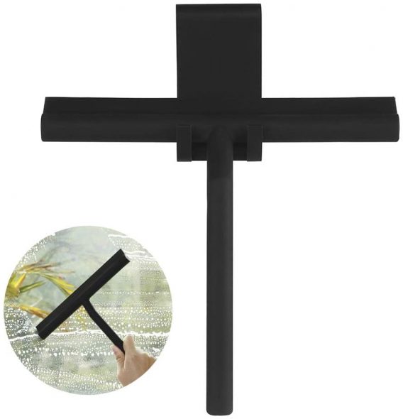 CGBOOM Shower Squeegee Black Silicone, Shower Glass Wiper Squeegee ...