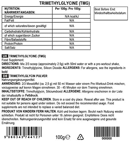 Bulk Trimethylglycine (TMG) Powder, 500 g, Packaging May Vary – BigaMart