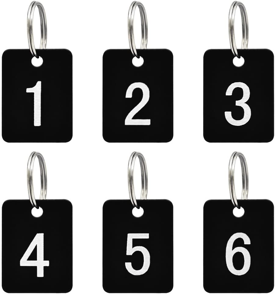 50 PCS Acrylic Numbered Key Tags Metal Rims Rectangle, Numbered ID Key ...