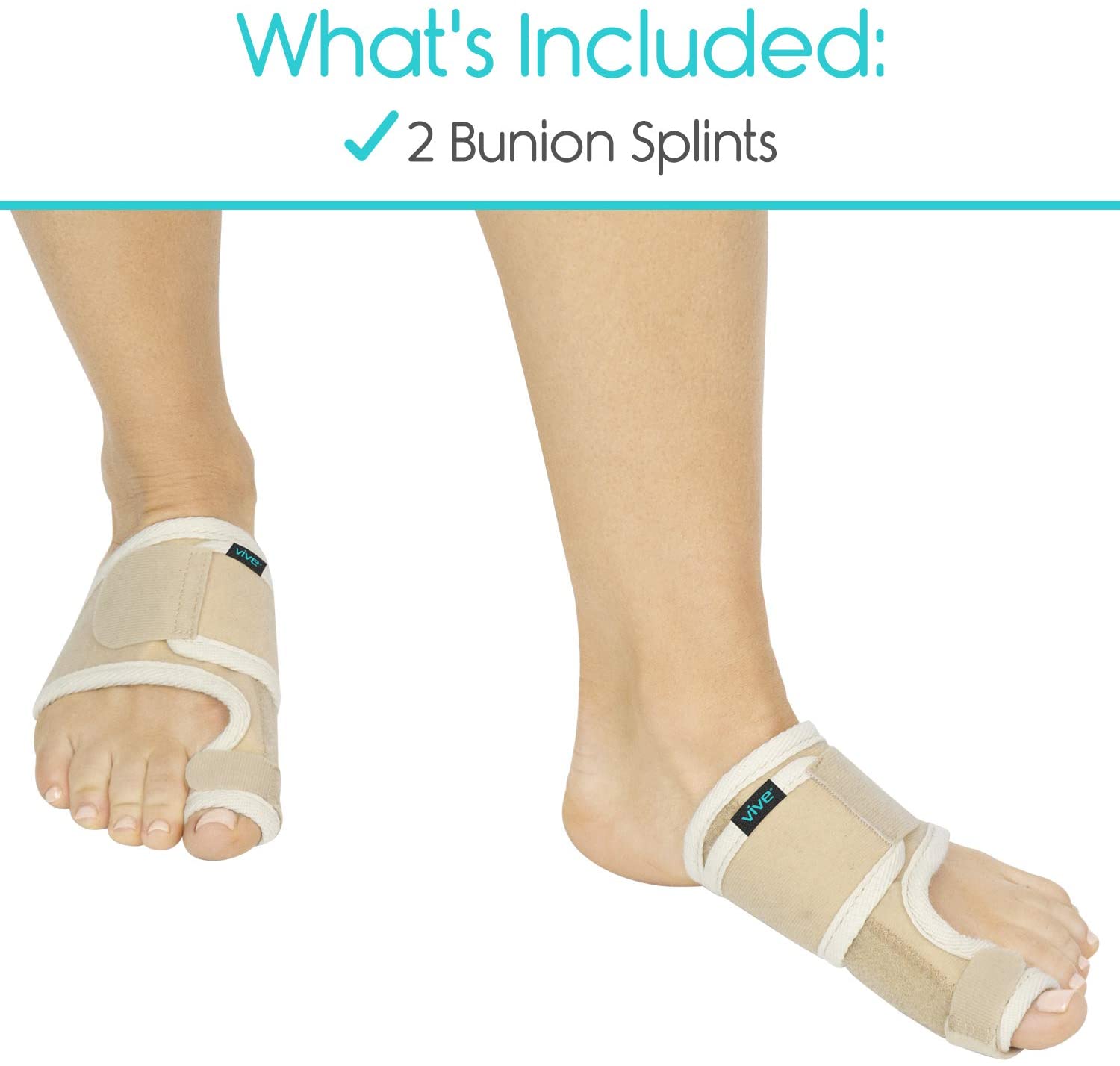 Vive Bunion Brace (Pair) – Big Toe Corrector Straightener with Splint ...
