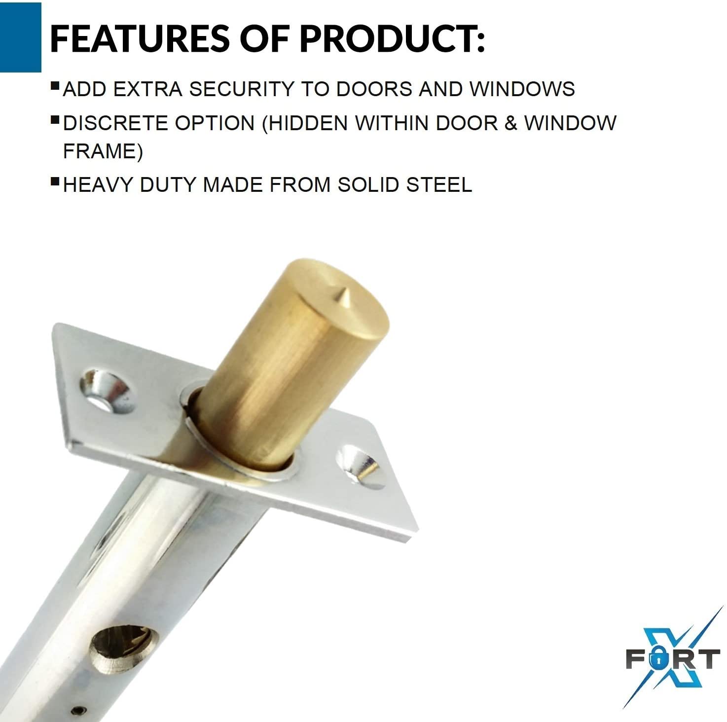 XFORT® 2 Pack Mortice Door Bolts with 2 Star Keys, Door Security Rack ...