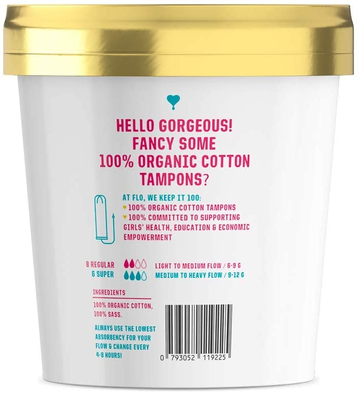 FLO Organic NonApplicator Tampons Made from 100 Organic Cotton ...