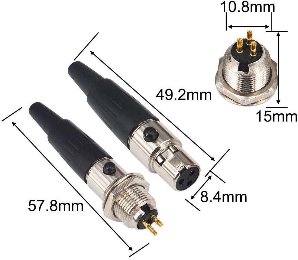 YILIANDUO DIY 3 Pin Mini XLR Connector Audio Microphone Adapters TA3F ...