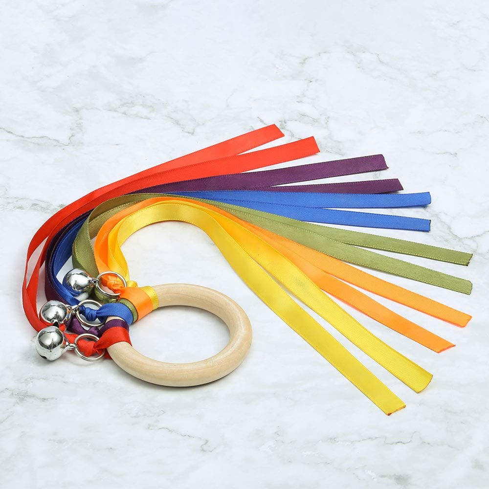 2 Packs Handmade Natural Wooden Ribbon Teether Bracelet Baby Child ...