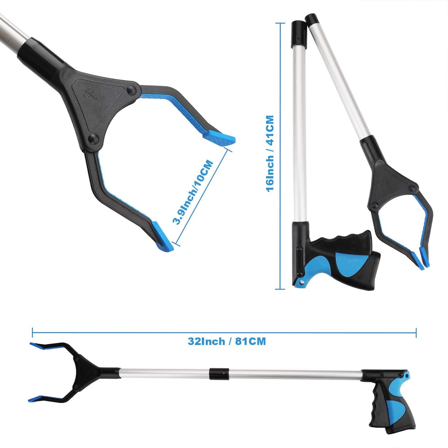 Litter Picker, 32″ Foldable Long Arm Mechanical Grabber Reacher Grab ...