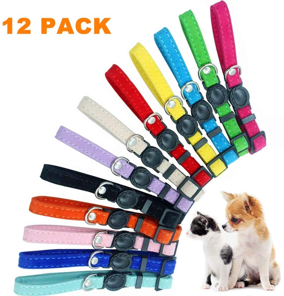 HOMIMP Breakaway Puppy Litter Collars – 12 Pcs Soft Velvet Adjustable ...