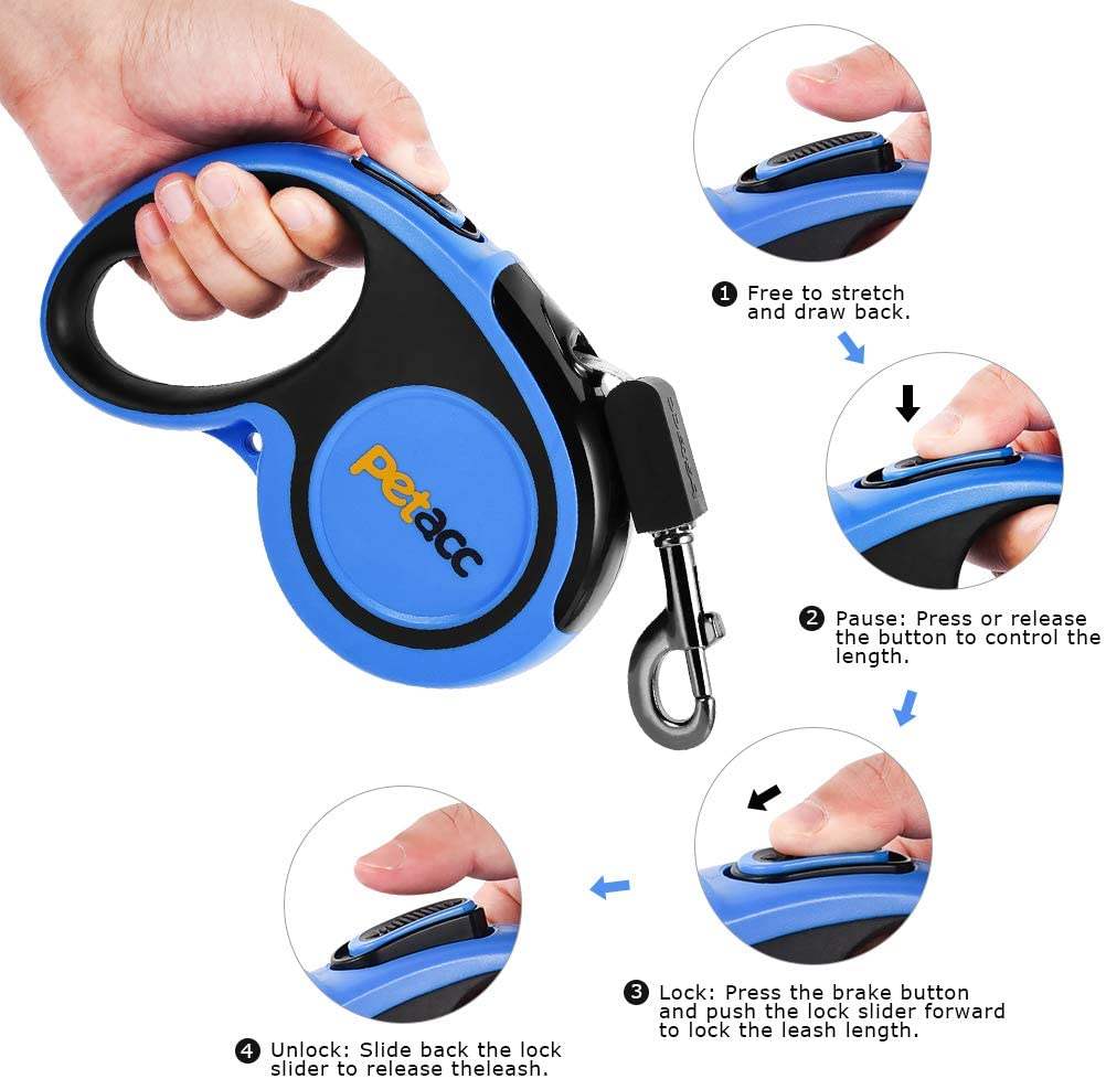 Petacc Retractable Dog Lead, Anti-bite Retractable Dog Leash 360 ...