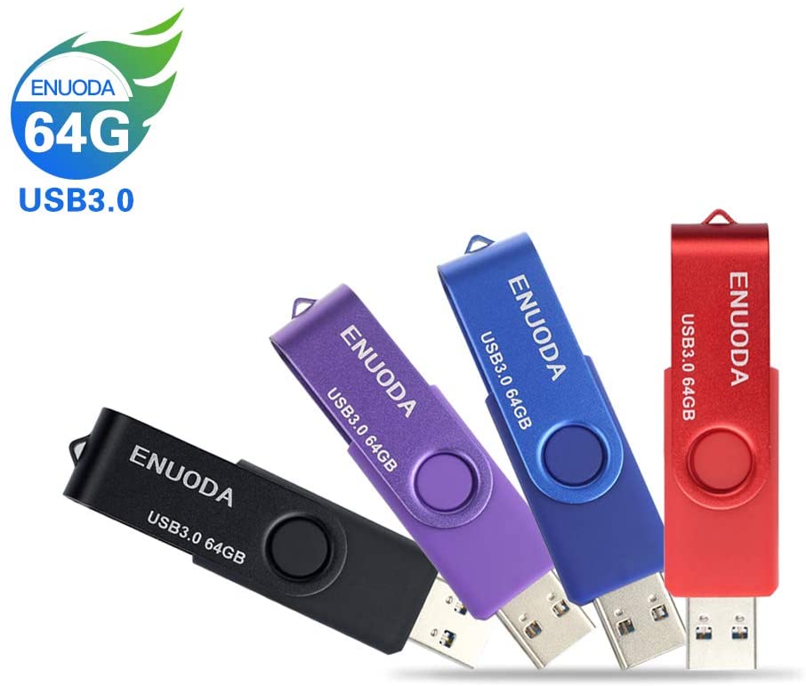 Memory Stick 64GB 4 Pack USB 3.0 Flash Drive ENUODA Swivel Memory Stick ...