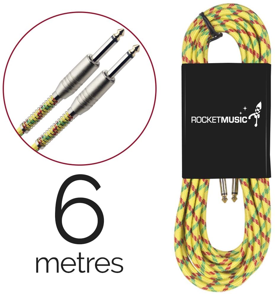 Rocket GCJJV600BK Pro-Series Vintage Tweed Instrument Cable, 6m, Black ...