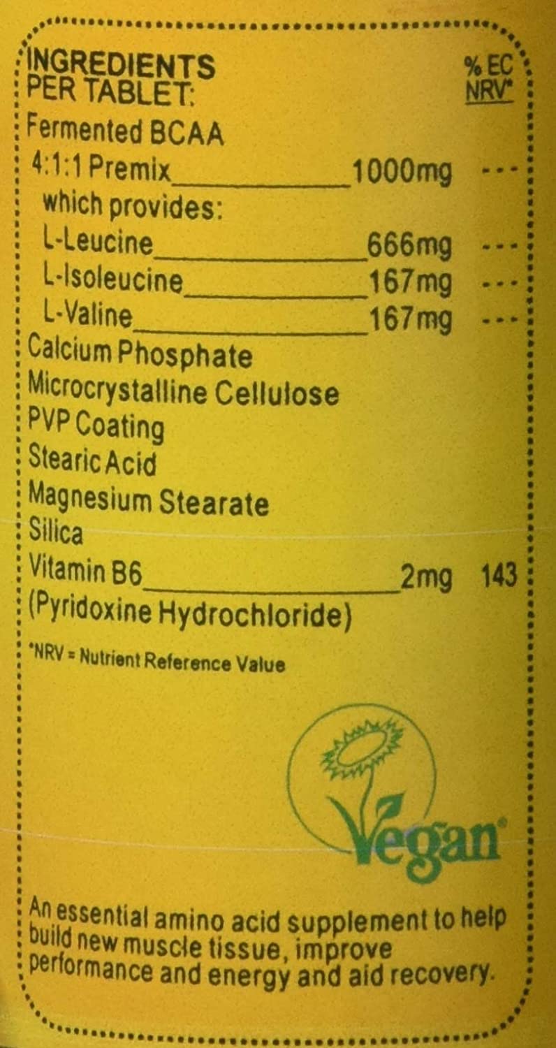 Veganicity Fermented BCAA 4: 1: 1000mg: Amino Acid Supplement: 60 ...
