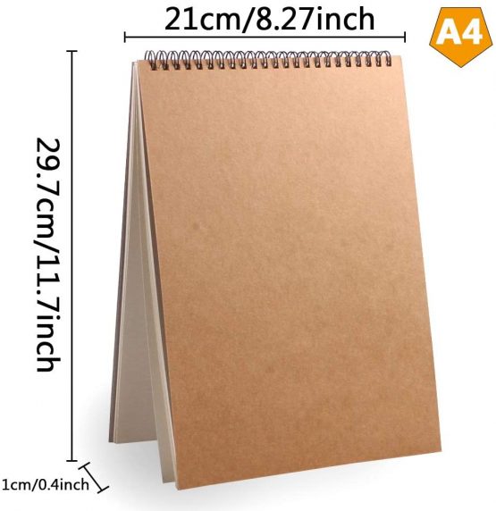 2 Pack A3 Sketch Pad Spiral Bound, Hardback Drawing Pads White Drawing ...