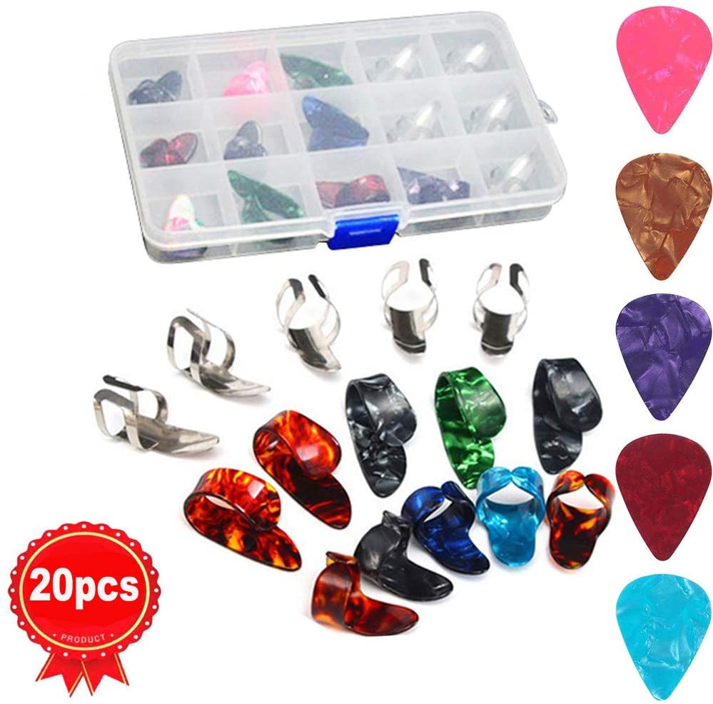 RUNCCI-YUN 20pcs Finger Pick Thumb Pick Set Guitar Picks，Stainless ...